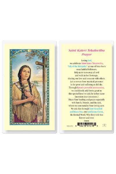 Saint Kateri Tekakwitha Holy Card Sacred Heart Retreat House Shop
