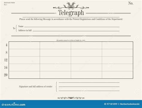 Vintage Telegraph Form Stock Vector Illustration Of Realistic 97181899