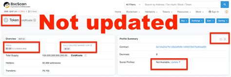 update token price and market cap on bscscan and etherscan