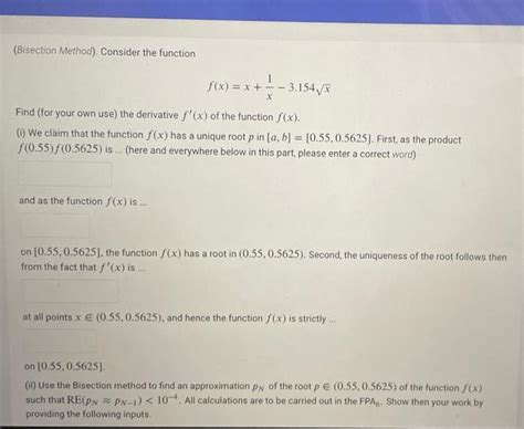 solved bisection method consider the function 1 f x x