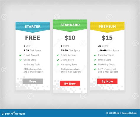 Vector Price Table Web Site Interface Stock Vector Illustration Of