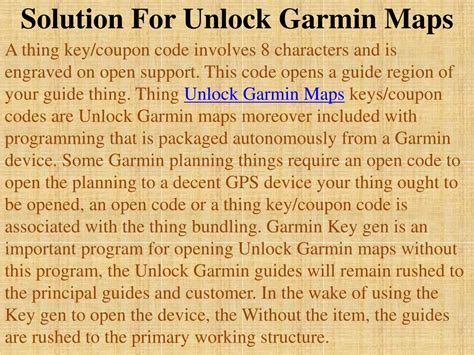 Ppt Solution For Unlock Garmin Maps Powerpoint Presentation Free