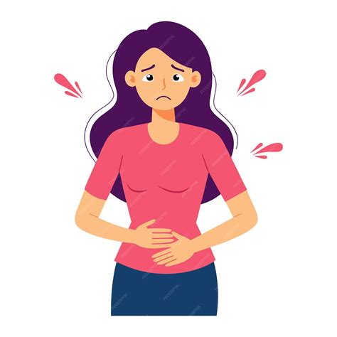 Premium Vector Abdominal Pain Female Flat Vector Illustration