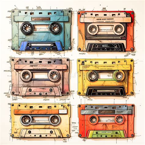Vintage Vibes Retro Cassette Tapes On A Clean White Background Stock