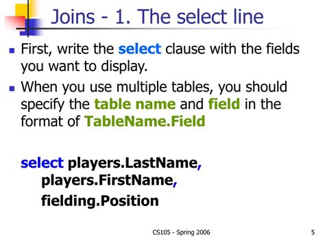 ppt cs105 lab 4 sql joins insert delete powerpoint presentation