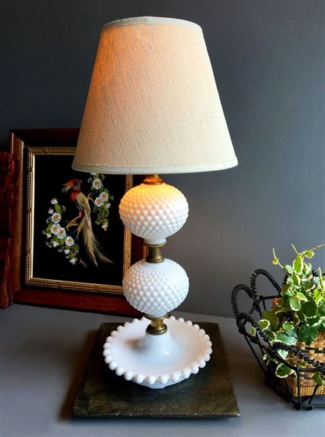 Vintage Mid Century Hobnail Milkglass Tiered Table Lamp Etsy Canada