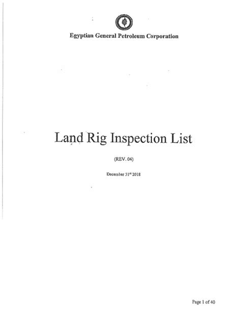 Updated Egpc Land Rig Inspection Checklist Pdf