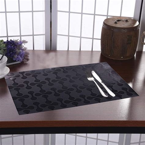 Kuber Industries Coin Design 6 Pieces Pvc Dining Table Place Matsblack