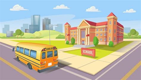 School Building Perspective Vectors And Illustrations For Free Download