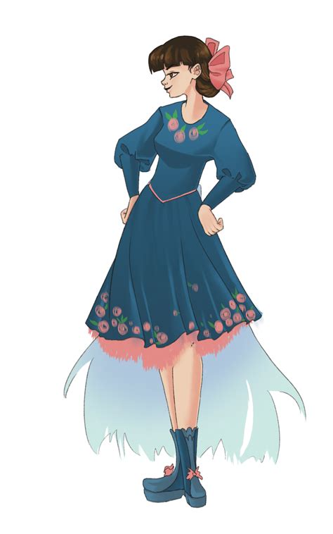 Иллюстрация Девушка в голубом платье в стиле 2d