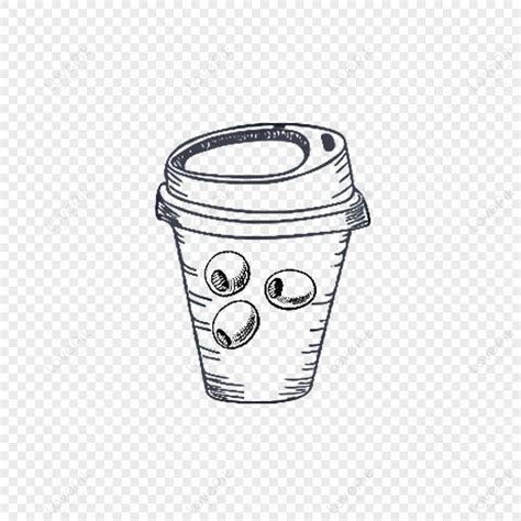 검은 손으로 그린 스케치 음료 컵 일러스트 요소일회용 컵cup Png 일러스트 무료 다운로드 Lovepik