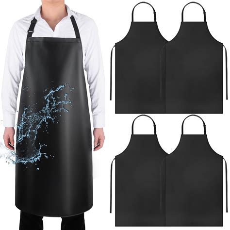Gotega 4 Pack Waterproof Rubber Vinyl Apron Adjustable Dishwasher Apron