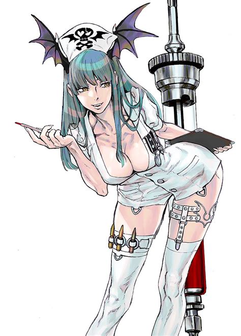 Nishimura Kinu Morrigan Aensland Darkstalkers 1girl Blunt Bangs Boots Breasts Bullet