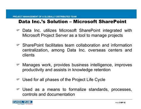 Project Management Of A Globally Distributed Team Tools And