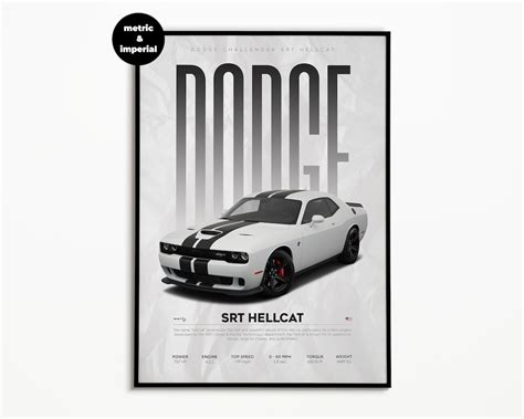 Dodge Challenger Srt Hellcat Poster Digital Download Muscle Car Poster