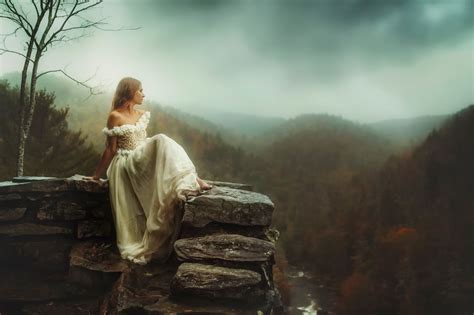 Wallpaper Temple Sunlight Women Rock Nature Morning Autumn