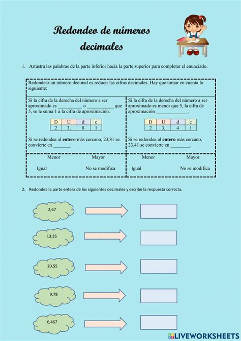 Redondeo De Números Decimales Online Activity Live Worksheets