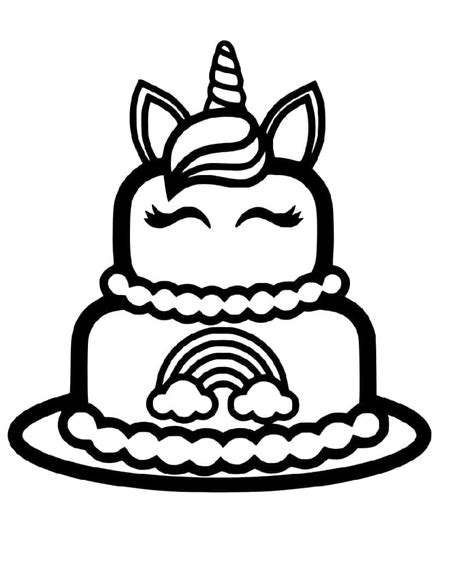Printable Unicorn Cake For Free Coloring Page Free Download And Print