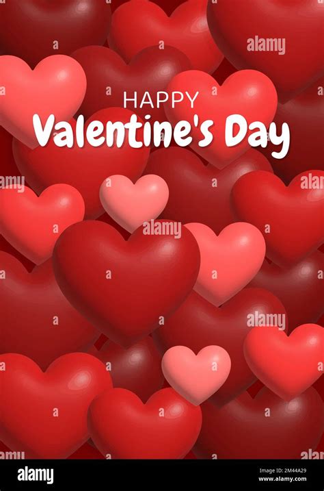 Colorful Cute Card With Red Hearts Valentines Day Stock Vector Image