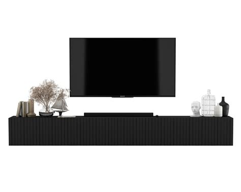Wisząca Szafka RTV Glamour Nowoczesna Komoda RTV 300 cm Czarny MAT