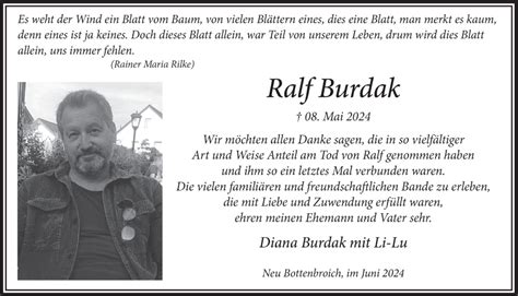 Traueranzeigen Von Ralf Burdak Wirtrauern
