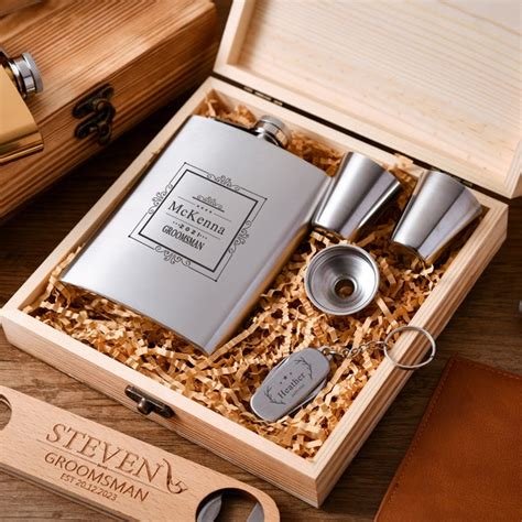 Engraved Flask Set Etsy