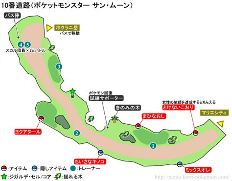 10番道路 ポケモンサン・ムーン攻略 ポケモン王国攻略館