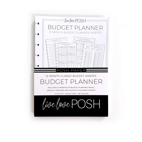 Budget Planner 12 Month Classic Inserts Live Love Posh