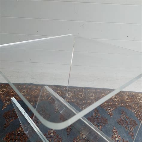 Mid Century Italian Acrylic Plexiglass Side Table With Magazine Rack