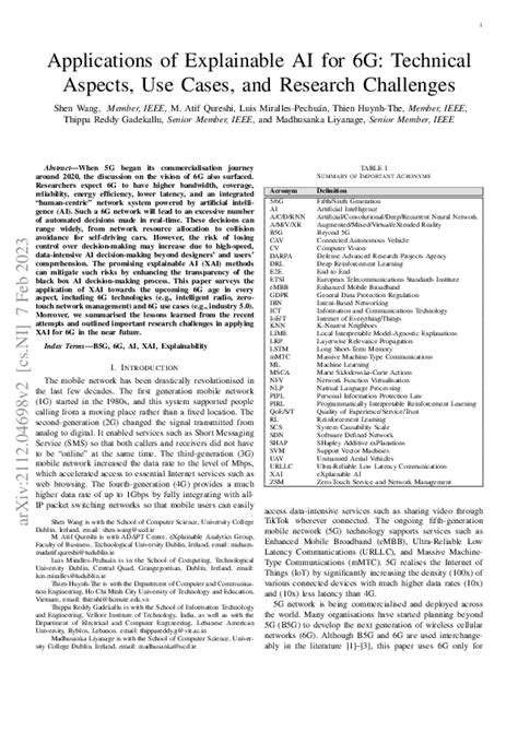 Pdf Applications Of Explainable Ai For 6g Technical Aspects Use Cases And Research Challenges
