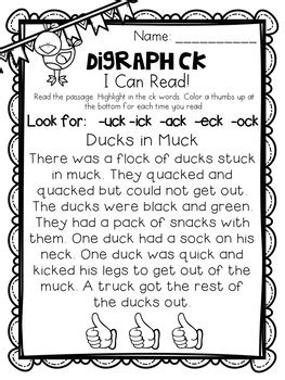 Digraph Ck Word Work And Fluency By Alana Hutter TpT
