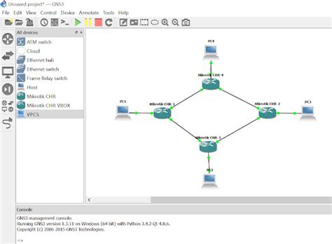 mikrotik simulator gratis menggunakkan gns3 dan cloud hosted router