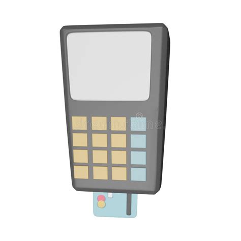 D Render Of Pos Machine With Card Stock Illustration Illustration Of Transaction Terminal