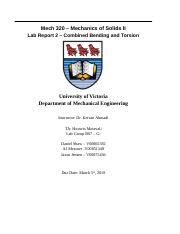Mech Lab Docx Mech Mechanics Of Solids Ii Lab Report Combined Bending And