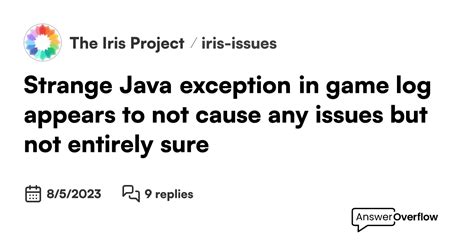 Strange Java Exception In Game Log Appears To Not Cause Any Issues But Not Entirely Sure The