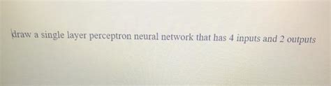 Solved Draw A Single Layer Perceptron Neural Network That Chegg