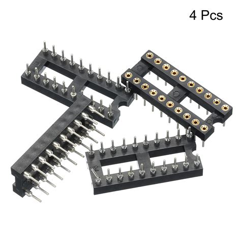 4pcs Dip Ic Chip Socket Adapter Round Pin 20p 254mm Pitch Ic Socket