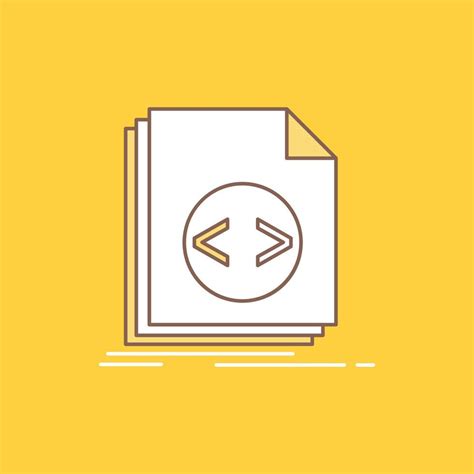 Code. coding. file. programming. script Flat Line Filled Icon. Beautiful Logo button over yellow ...