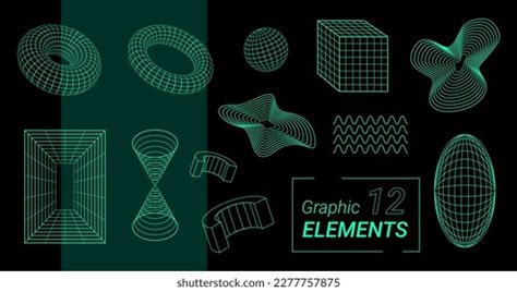 D Wireframe Geometric Shapes Surface Grid Stock Vector Royalty Free Shutterstock