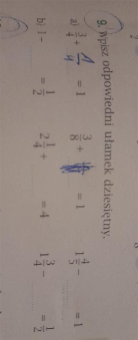 wpisz odpowiedni ułamek dziesiętny Brainly pl