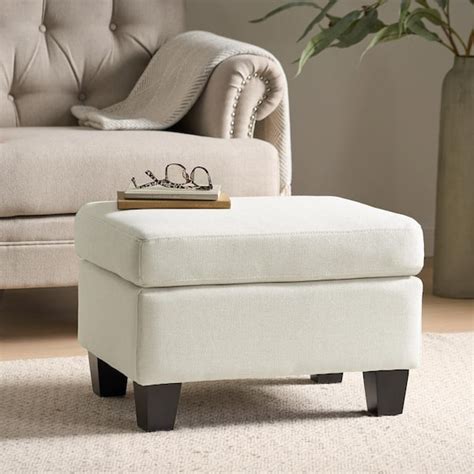 Christopher Knight Home Beige Fabric Rectangle Accent Ottoman With