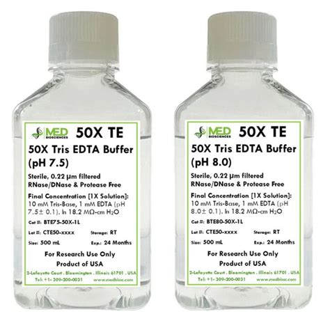 50x Te Tris Edta Buffer Ph 75 And Ph 80 Sterile Filtered Dnase