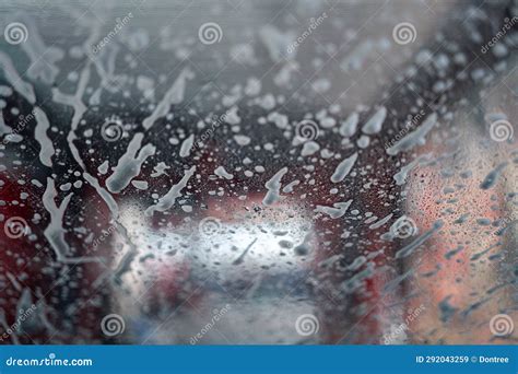 Soap Suds On The Glass View From Inside Car Automatic Car Wash