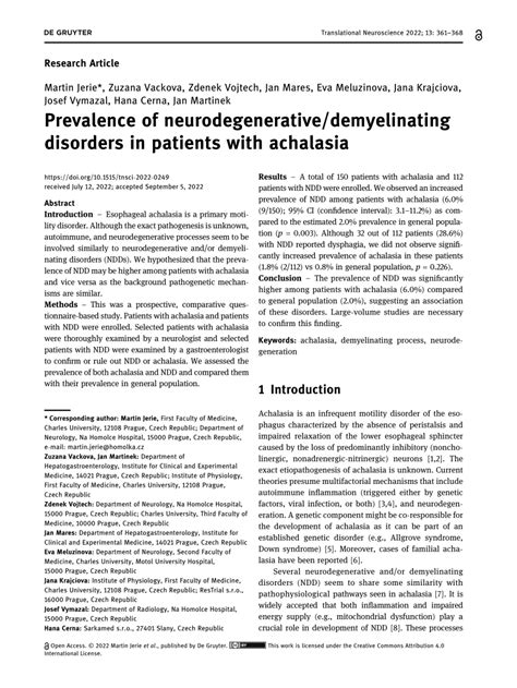 Pdf Prevalence Of Neurodegenerativedemyelinating Disorders In