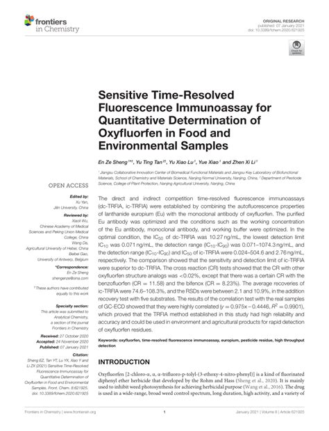 Pdf Sensitive Time Resolved Fluorescence Immunoassay For Quantitative Determination Of