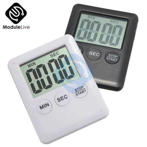 대형 Lcd 디스플레이 디지털 주방 학생 타이머 카운트 다운 시계 시끄러운 알람 Mf 화이트 블랙 4 자리 기구 부품