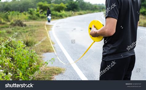 Close Man Hand Measuring Long Distance Stock Photo Shutterstock