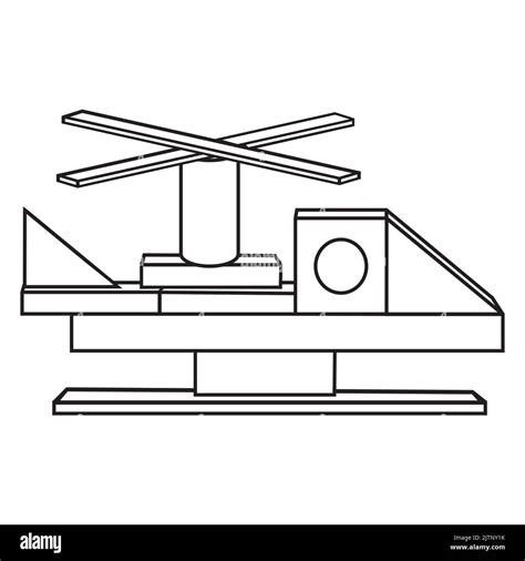 Helicopter Construction Made Of Wooden Cubes Contour Coloring Vector