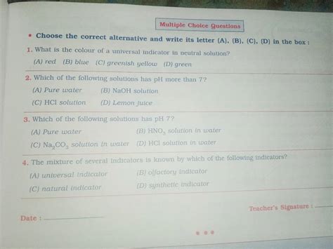 Multiple Choice Guestions Choose The Correct Alternative And Write Its