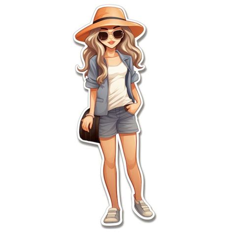 Premium Ai Image Sticker Of A Cute European Girl In Urban Summer
